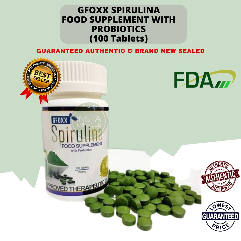 BEST SELLER GFOXX SPIRULINA + PROBIOTICS FOOD SUPPLEMENT (100 Tablets ...