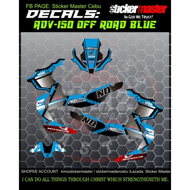 HONDA ADV 150 FULL DECALS OFF ROAD BLUE | Shopee Philippines