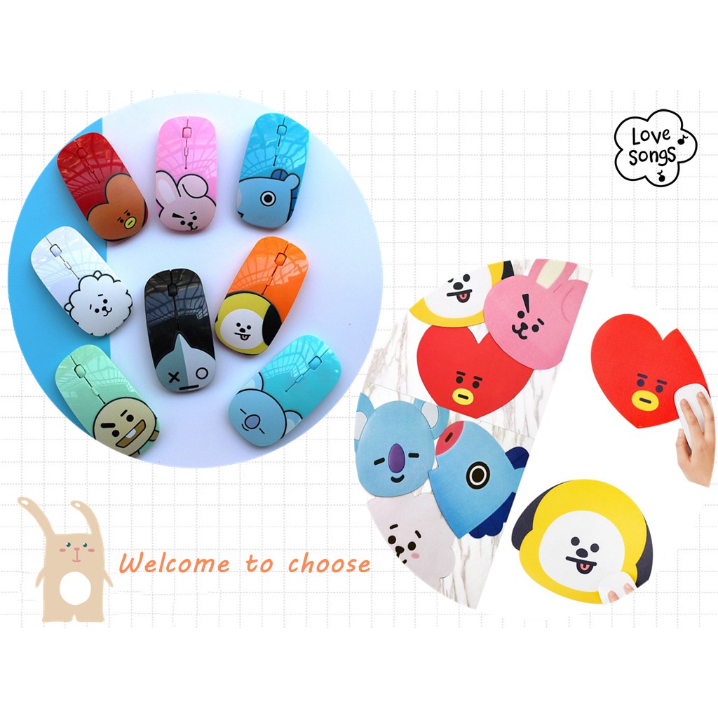 KPOP BTS BT21 Wireless Mouse For Game Laptop Desktop PC Computer Cute ...
