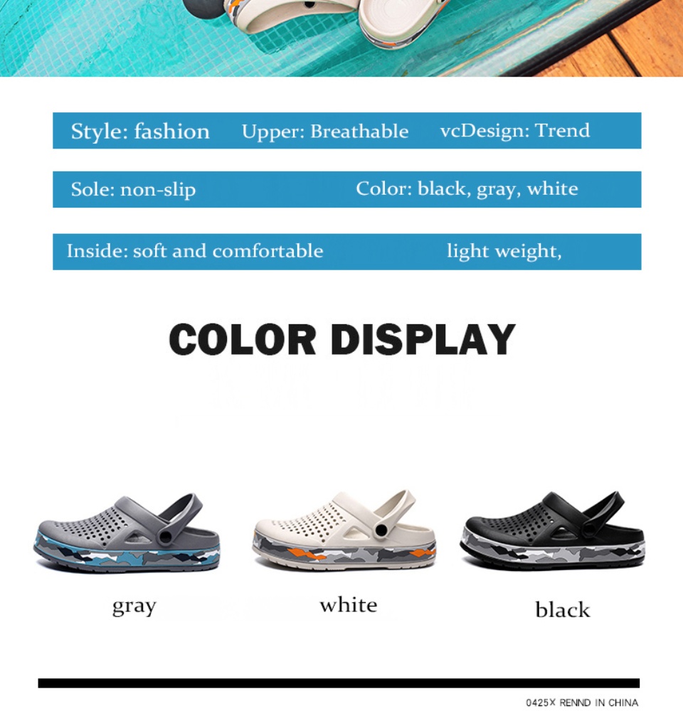 GUKOO Sandals for Men Slip on Garden Shoes Beach Shoes Flip Flops Beach ...