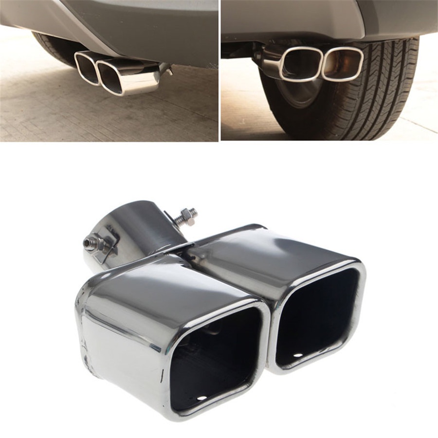 Universal 2.5" Stainless Steel 1to2 Twin Double Dual Chorme CURVED Pipe ...