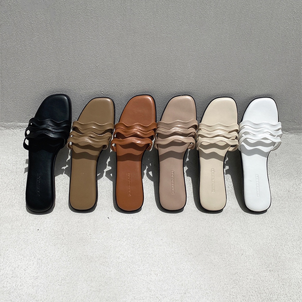 [NO RESTOCK] Nakedsol Sally Slides (Black, White, Oat, Coffee, Latte ...