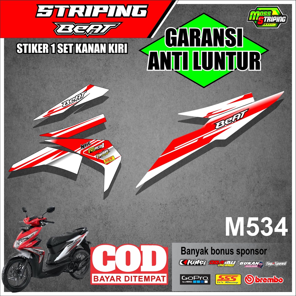 MOS Striping Striping sticker honda beat fi new esp 2017 2018 2019 2020 ...