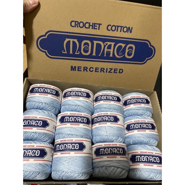 3ply (Per BOX )Monaco Mercerized Crochet cotton 12 balls (single color ...