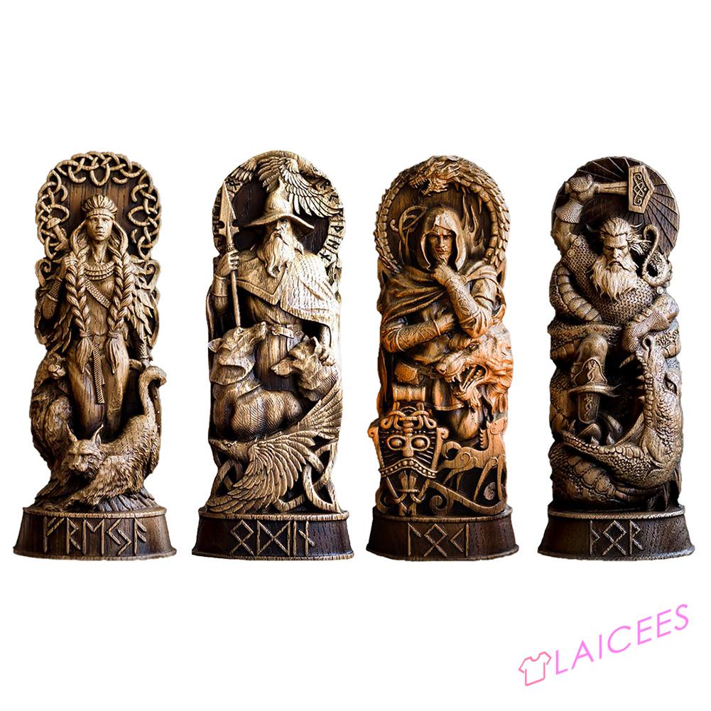 [laicee]Exquisite Mini Greek God Sculpture Resin Thor Loki Odin Statue ...