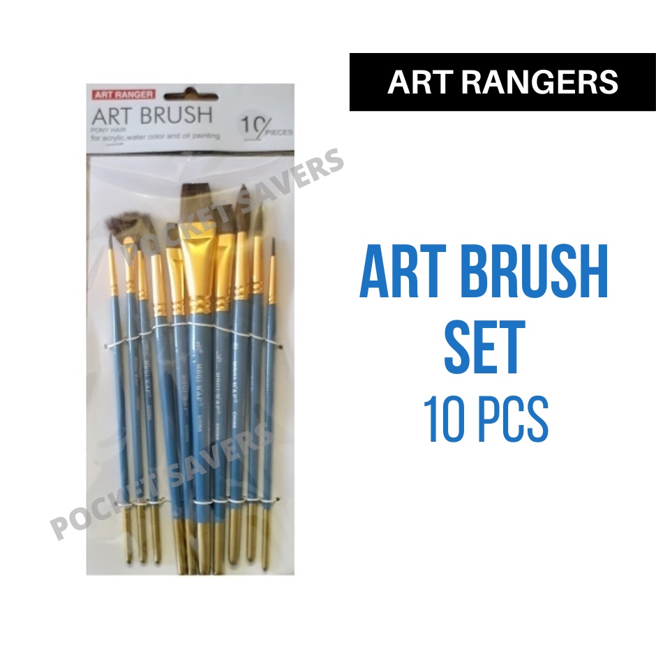 ART RANGER Artist Brush Set of 10 (Pony Hair Paint Brushes, Acrylic ...