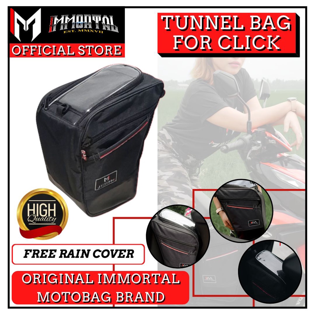 (Center) Tunnel Bag for Honda Click with free immortal Rain Cover ...