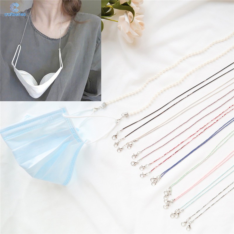 CR Vintage Pearls Bead Necklace Mask Chain Strap Anti-dust Respirator ...