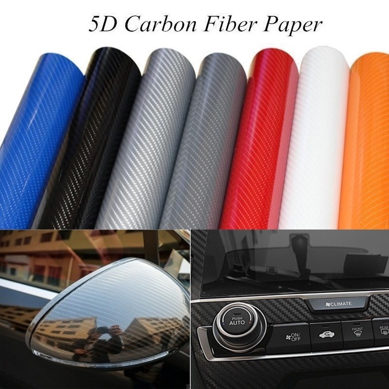 【7D Carbon Fiber Sticker】Vinyl Carbon Fiber Glossy Black Car Sticker ...