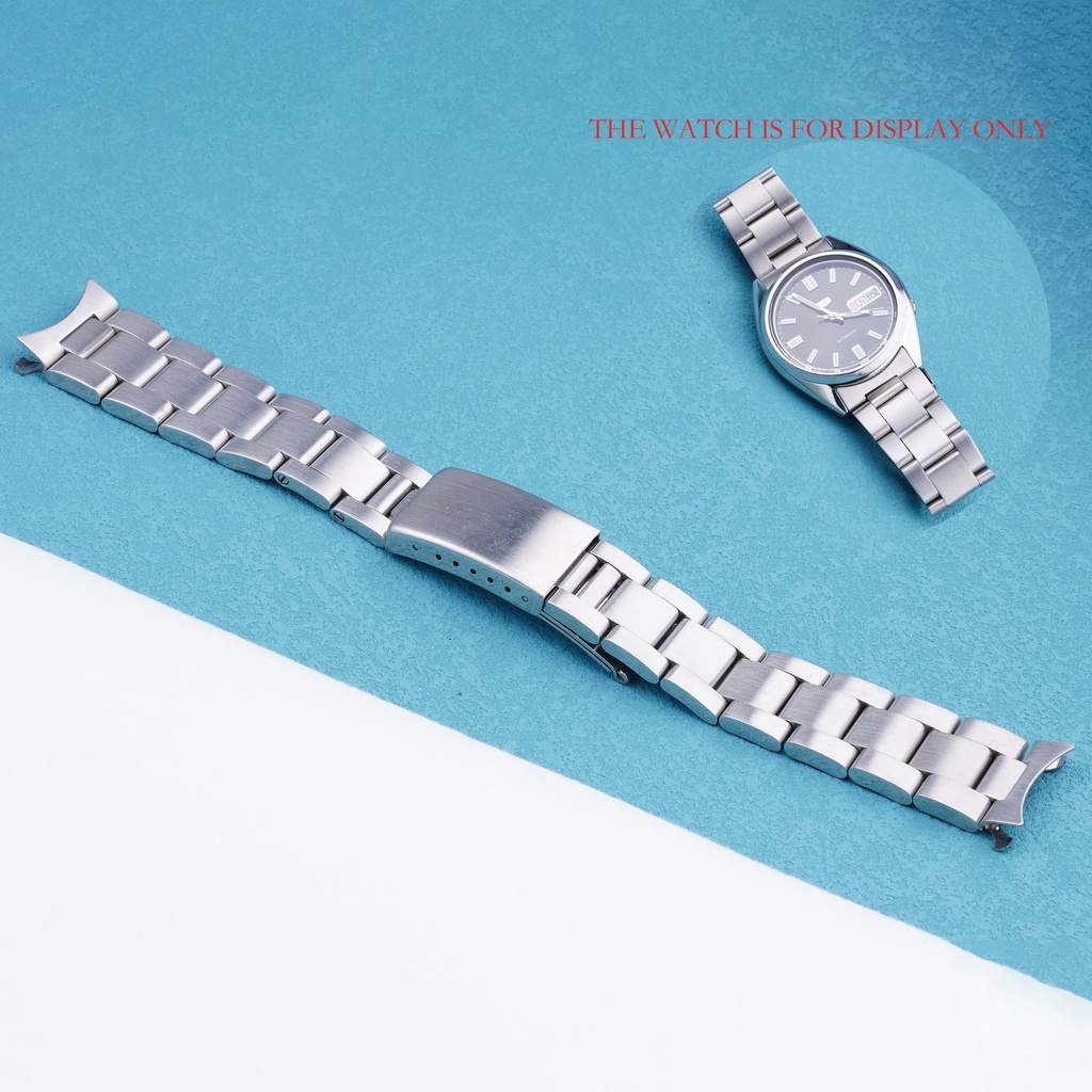 19mm Watch Band Strap Silver Hollow Curved End Oyster Style Bracelet ...