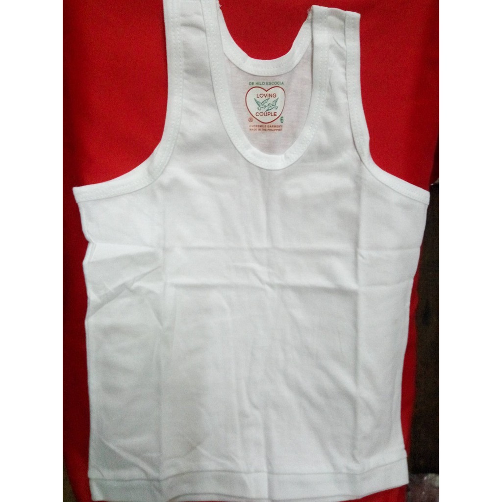 ORIGINAL 1piece LOVING COUPLE PLAIN WHITE SANDO BABY KIDS COTTON HIGH ...