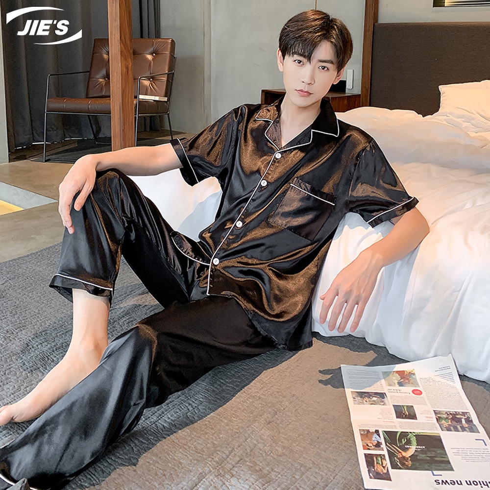 [Spot] Jie's Korean Couple Design silk short sleeve cute plain ...