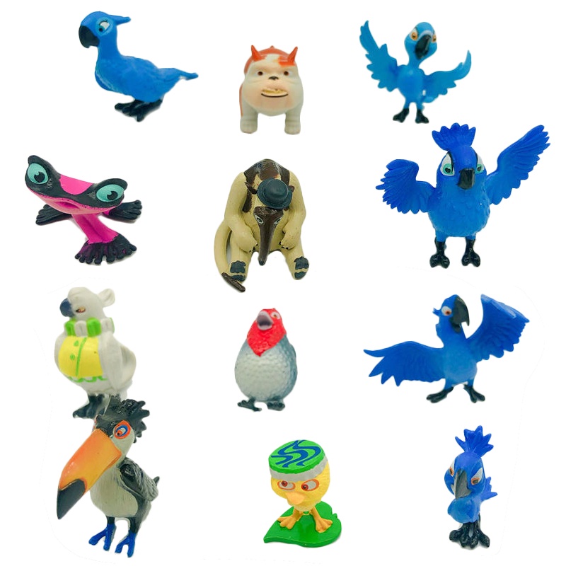 12 pieces Rio Miniature Figures Blu Jewel Nico Linda Tulio Pedro Mini ...