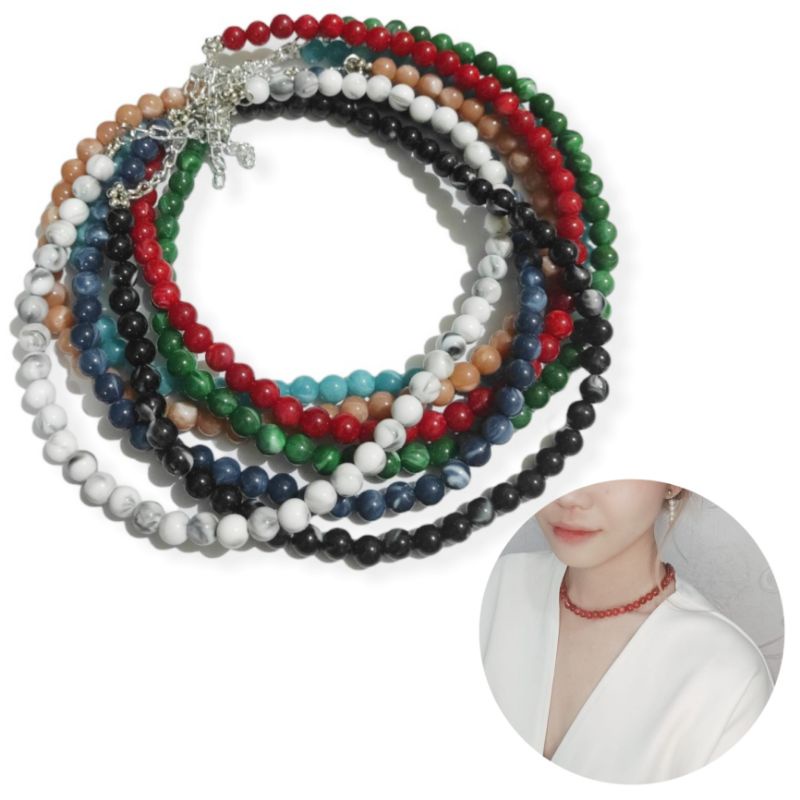 Genara Marble Beads Basic Necklace Marble Motif Mote Necklace | Shopee ...