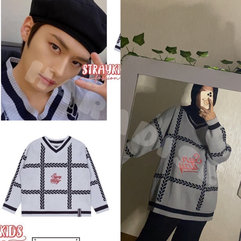 Lee Know Stray Kids Sweater (korean knit embroidery) Lino Skz | Shopee ...