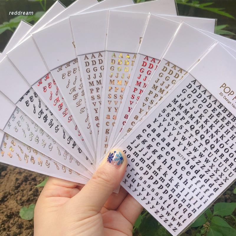 REDD Glitter English Letter Stickers Self-Adhesive Metal Stickers 26 ...