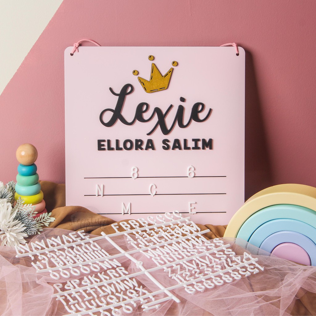 Lexie HOSPITAL BOARD | Baby Biodata Newborn Baby Letter Board ...