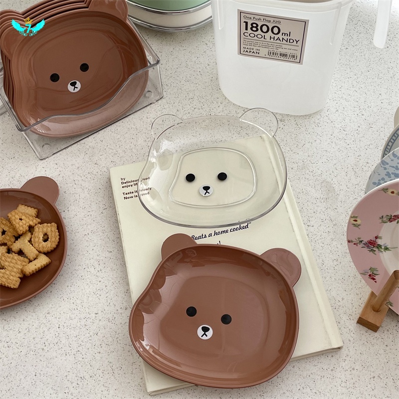 Cute Bear Plate Reusable Plastic Breakfast Salad Yogurt Bowl Snack Dish ...