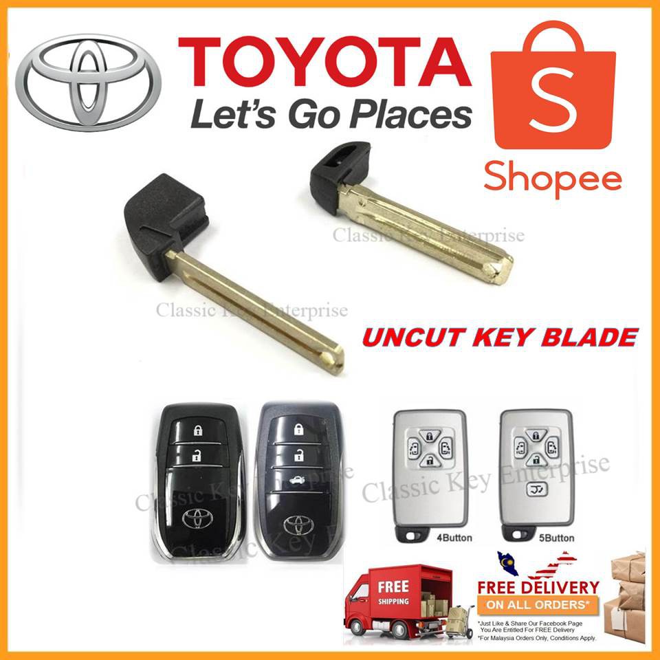Toyota Uncut Emergency Mechanical Key Blade for Toyota Vellfire Estima ...