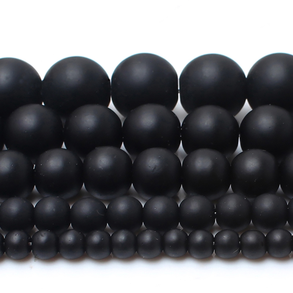 Natural Black Stone Beads 4mm 6mm 8mm 10mm 12mm Round Matte Onyx ...