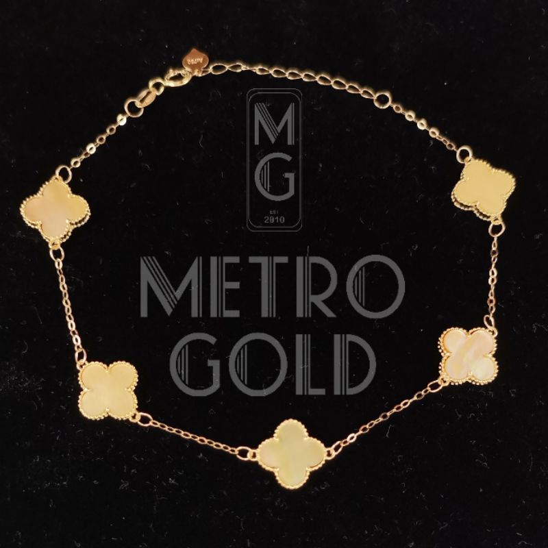 Saudi 18K Gold VCA 5 Clover Bracelet Yellow | Shopee Philippines