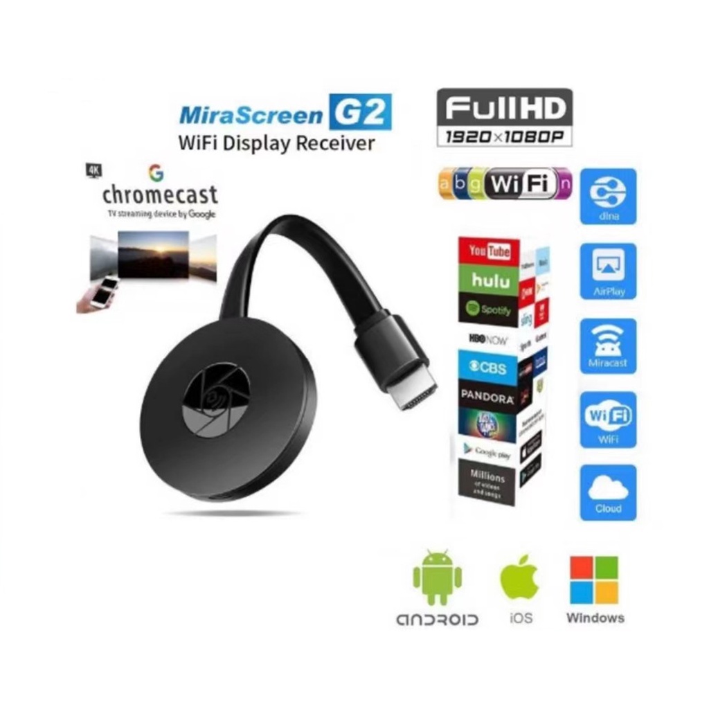 G2 Chromecast 4K Miracast Mira Screen Google HDMI TV Streaming Dongle ...