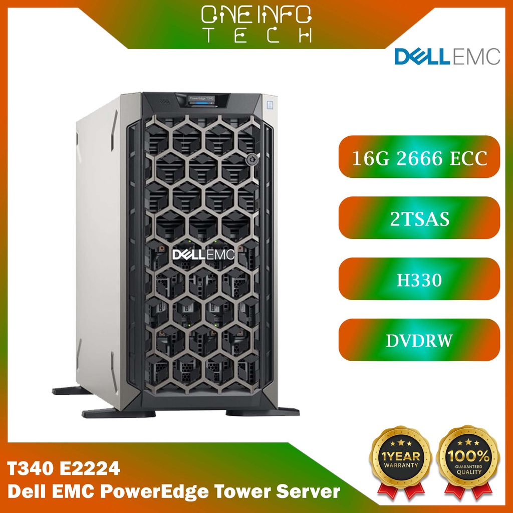 Dell PowerEdge T340 E2224/16G 2666 ECC/2TSAS/H330/DVDRW/495W Hot Disk 8 ...