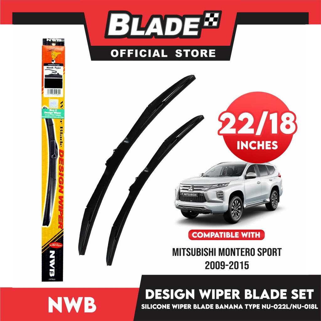NWB Design Wiper Blade Set, Banana Type NU-022L 22' ' And NU-018L 18' ' Set of 2pcs Car Wiper ...