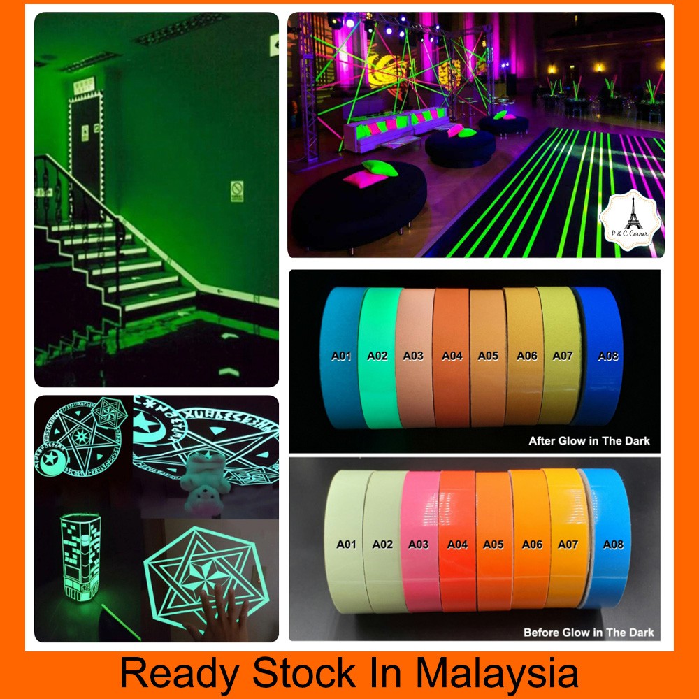 3m Ribbon Luminous Glow Warning Tape Sticker In Dark Neon Safety ...