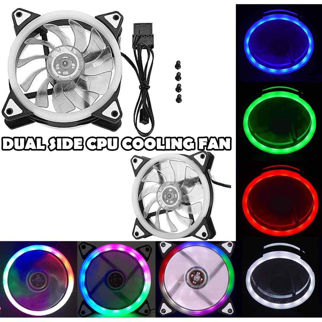 Dual Led CPU Cooling Fan Cooler Silent 120mm CPU Case Fan Pc gaming ...