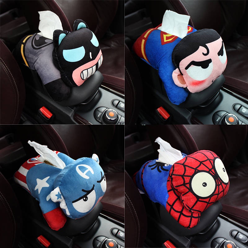 Spider-Man American Superman Creative Car Armrest Box Tissue Box Car ...