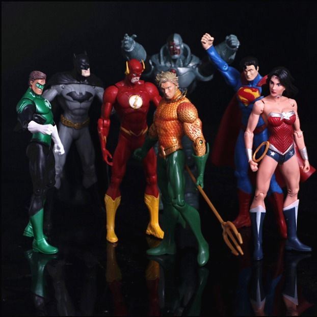 Justice League Models 7 DC Batman Superman Aquaman Green Lantern Flash ...
