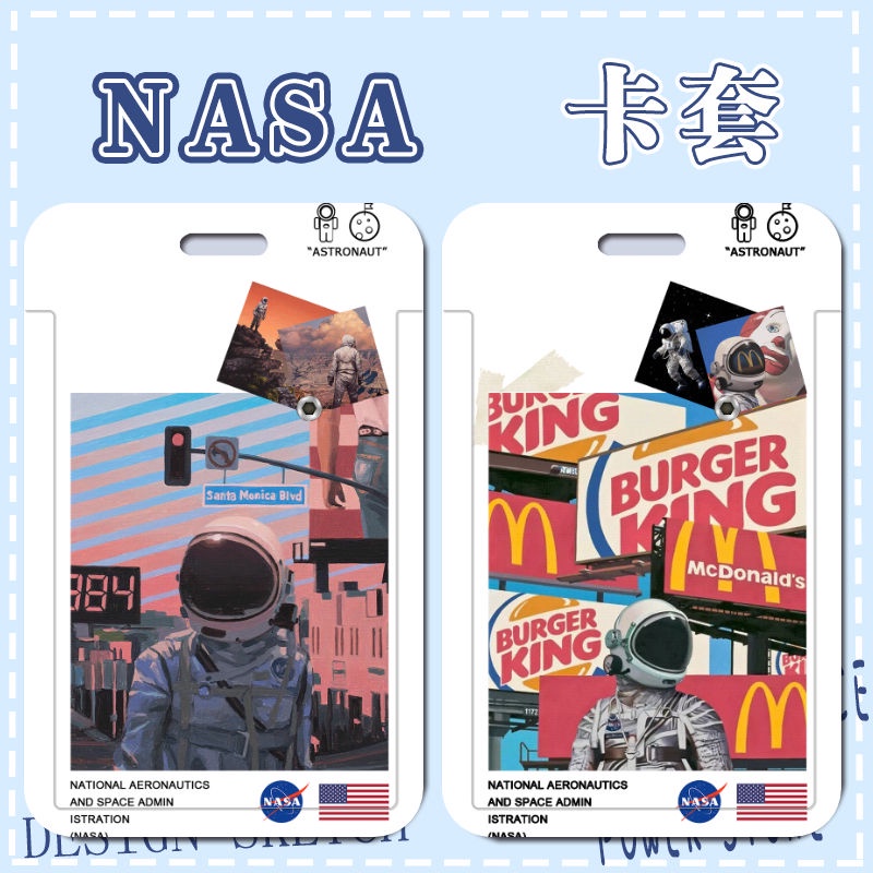 Anime NASA Spaceman DIY Student School ID Card Holder Personal ID Card ...