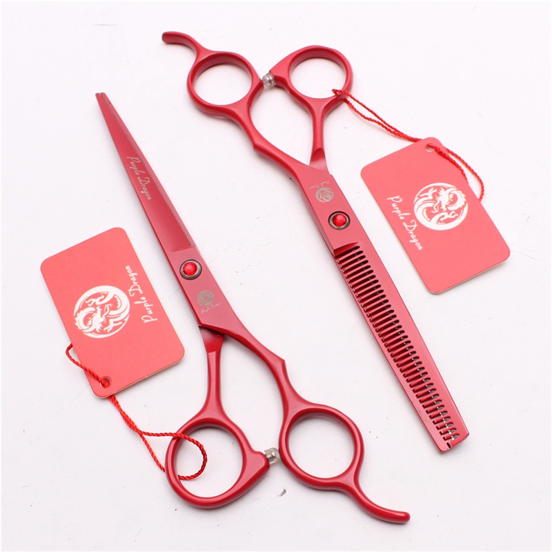 Spot Firesmith Japan 440C KASHO Scissors Barber Salon Scissors Set Haircut Red Scissors 7 Inch ...