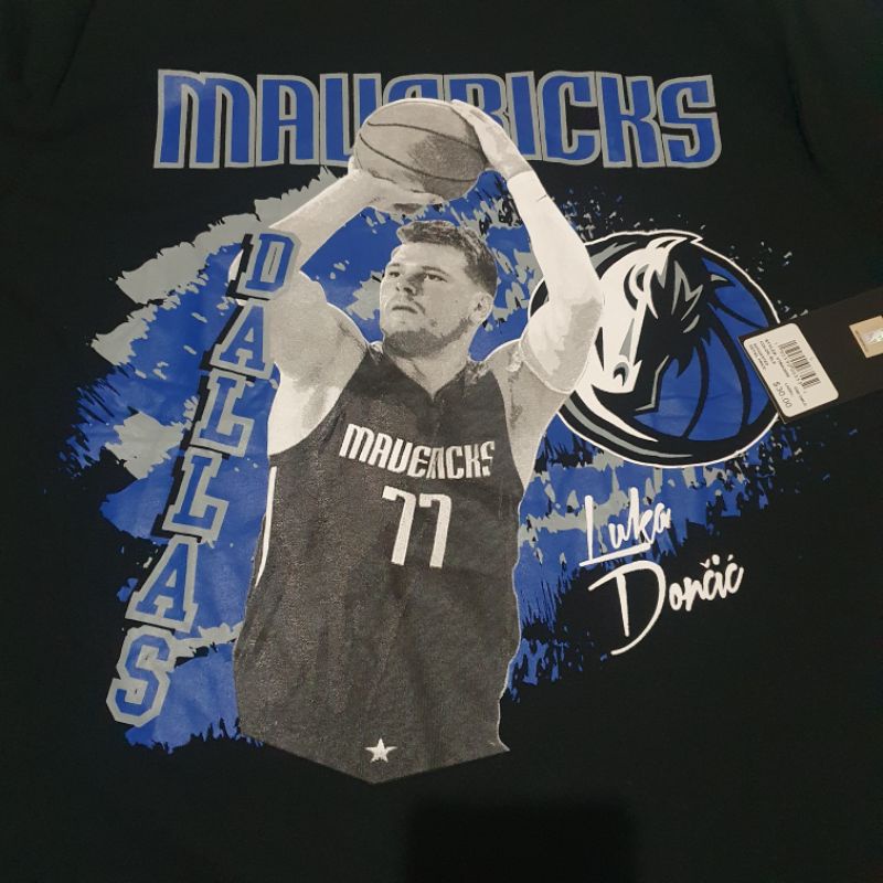 NBA Large Black Basketball T-Shirt - Dallas Mavericks No. 77 Luka ...