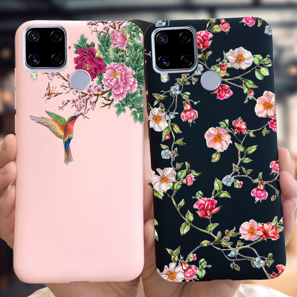 Case Realme C25 C25s C12 C15 Realme Narzo 20 Painted Casing Flower Back ...