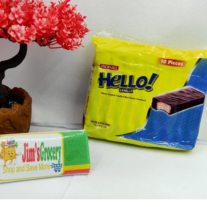 JIMS HELLO COATED VANILLA CHOCOLATE / CHOCO COATED WAFER SANDWICH 10 ...