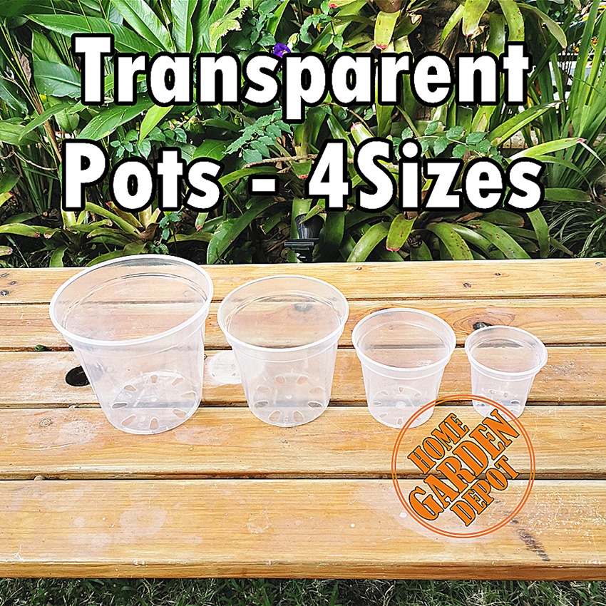 5pcs Clear Transparent Pot Different sizes Pots Large Round Pot Pots ...