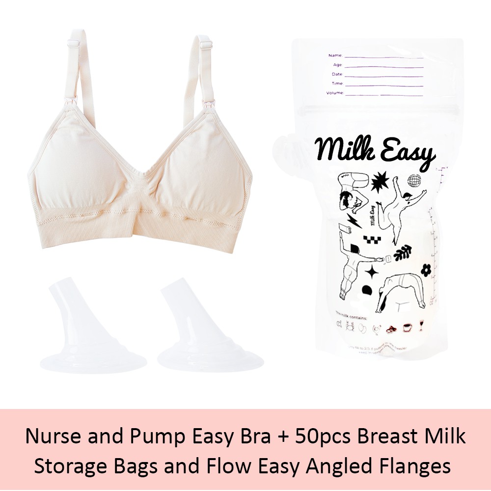 Milk Easy Nurse and Pump Easy Bra with Flow Easy Angled Flanges and ...