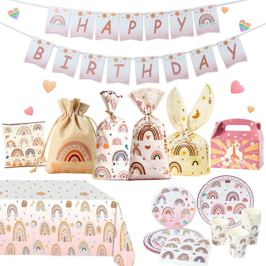 Boho Theme Birthday Decoration Set Bohemian Rainbow Loot Bags Candies ...