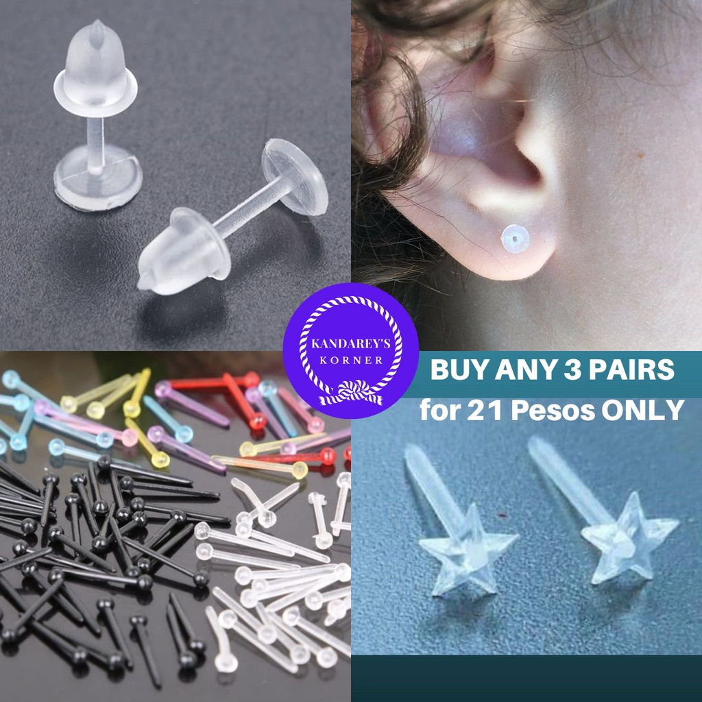 Clear Earrings Melimarry 12 Pairs Anti-Allergy Unisex Cute Plastic Hoop ...