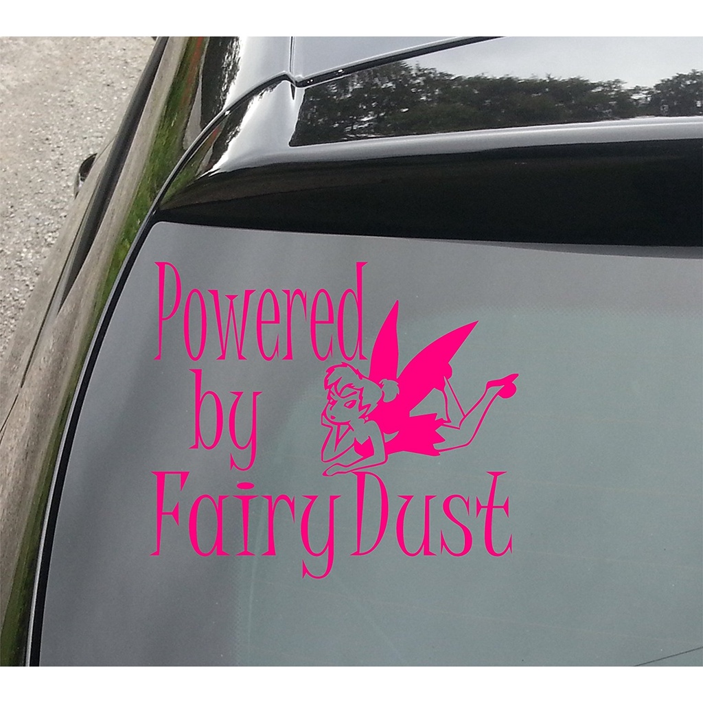 Powered by Fairy Dust Tinkerbell pink Funny Car/Bumper Vinyl Decal ...