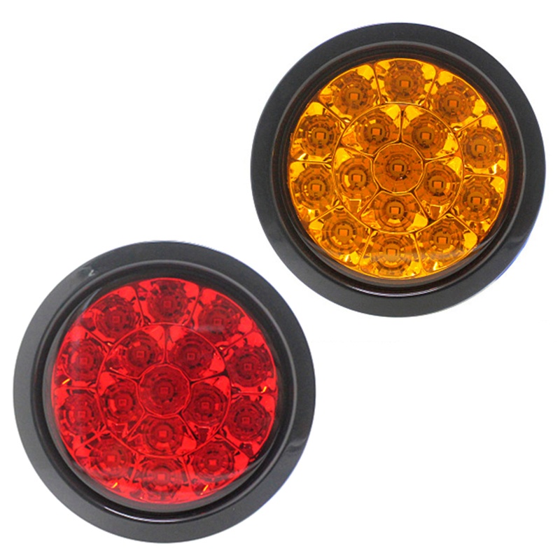 EDB* 12-24V 16-LED Tail Lights Back-up Reverse Lamp Round Clear Lens ...