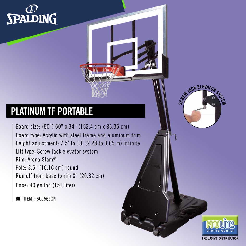 SPALDING 60-Inch Platinum Original Portable Backboard System | Shopee ...