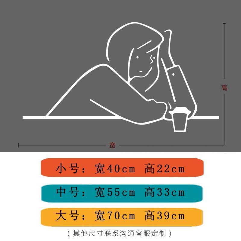 Ins Style Character Hand-painted Abstract Painting Milk Tea Shop Coffee ...