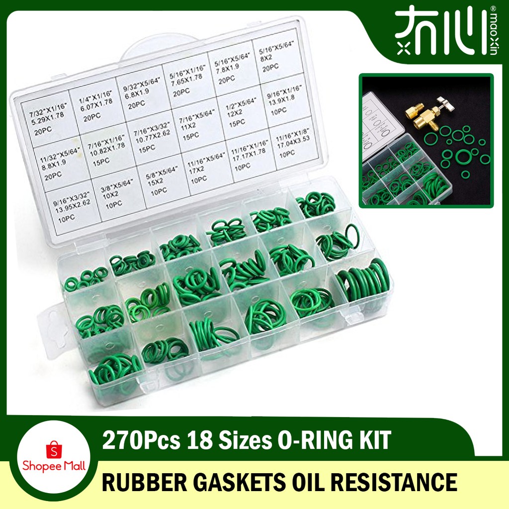 Green 270Pcs 18 Sizes O-ring Kit Metric O ring Seals Nitrile Rubber ...