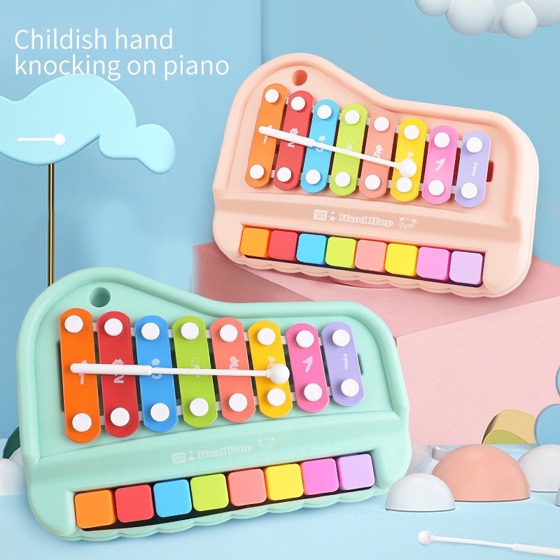 [Qilemeng] 2 In 1 Baby Piano Xylophone For Kids Musical Toy Hammer ...