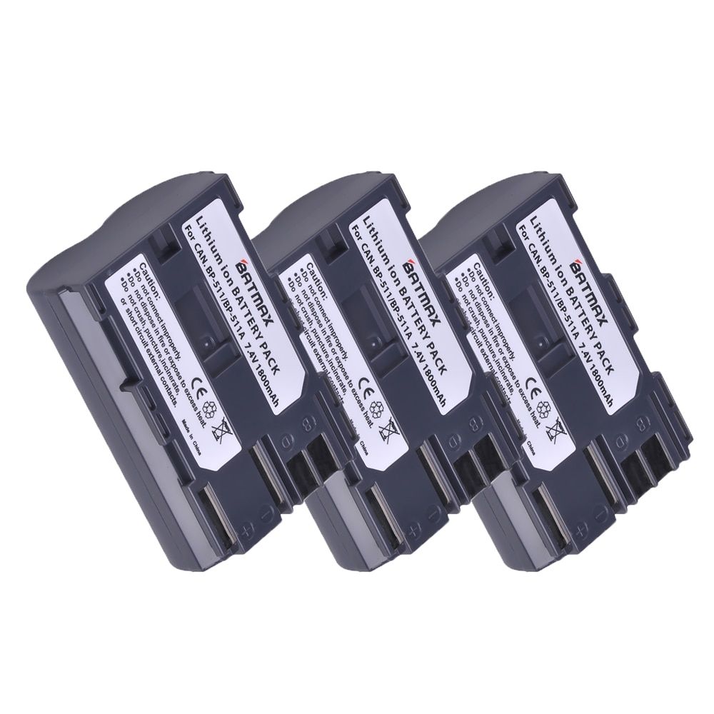 3Pcs 1800mAh BP-511 BP511 BP 511 BP-511A Battery For Canon G6 G5 G3 G2 ...