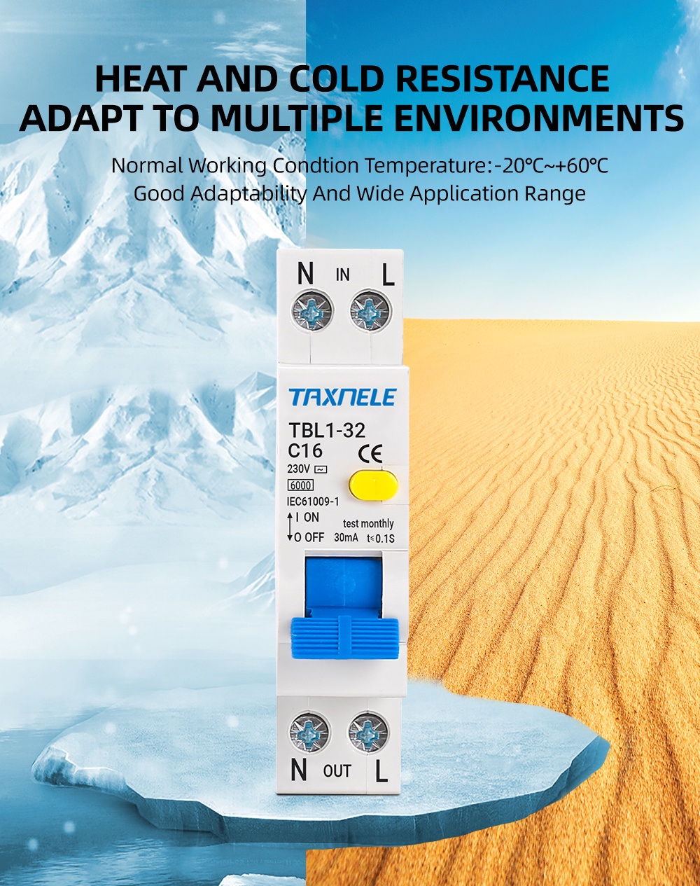 18MM Mini 230V 50/60Hz RCBO 1P+N 6KA Residual Current Differential Automatic Circuit Breaker ...
