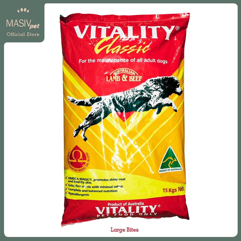 Vitality Classic Dog Dry Food 15kg | Large Bites | Original Packaging ...
